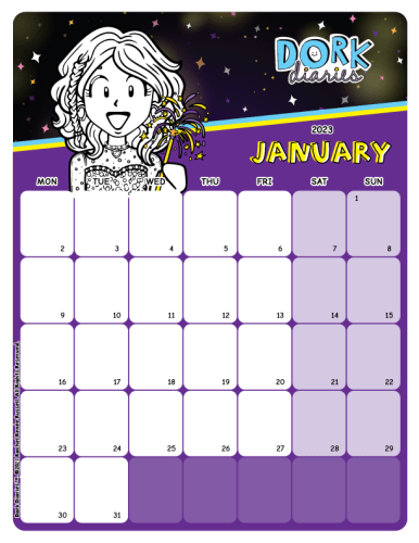 January Calendar – Happy New Year! | Dork Diaries UK January Calendar – Happy New Year! | Dork Diaries UK